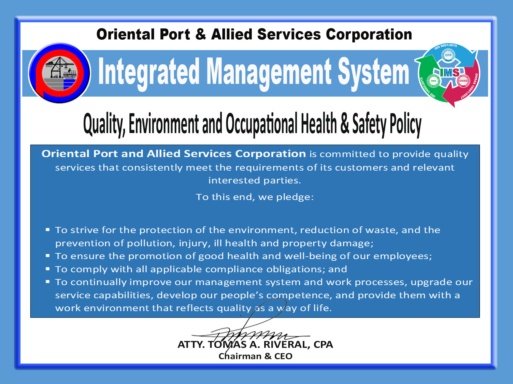 Oriental Port and Allied Services Corporation